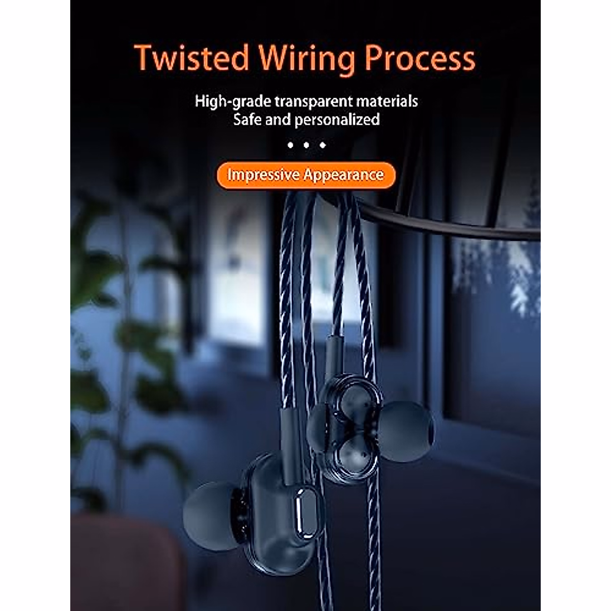 MAS CARNEY TI9 Wired USB Type C Headphones, USB C Earbuds, in-Ear Earphones with Microphone for Samsung S20, Huawei P30 P40, Oppo, Honor, Google Pixel and Other Smartphones with Type-C Interface