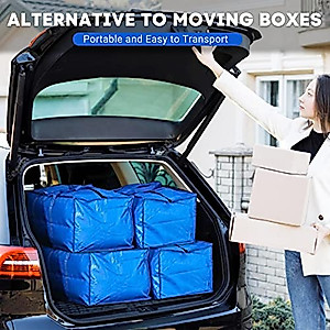 Heavy Duty Moving Bags Large Storage bag with Backpack Straps Strong Handles & Zippers, Clothes Blanket Packing Bags for Space Saving, Alternative to Moving Boxes College Moving Supplies Blue (4 Pack)