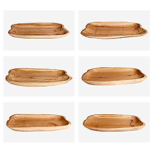DeziWood Wooden Tray for Decor, Rustic Wood Decorative Tray, Unique Handmade Wood Serving Platter Tray Plate, Large Wooden Fruit Tray for Snack Appetizer Display (15.7"x11.4")