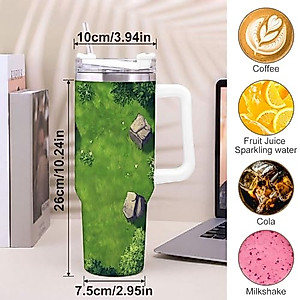 FOCIUZTA 40oz Grassland and Stone Pattern Tumbler with Lid, Travel Coffee Cup, Ideal for Easter, Gaming Enthusiast, Mother Day, and Birthday Gifts