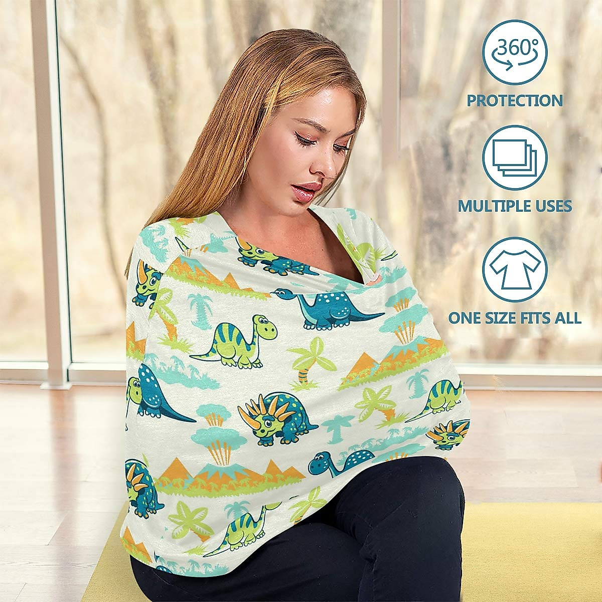 Baby Car Seat Cover Dinosaurs and Palms Nursing Covers Breastfeeding Scarf Infant Carseat Canopy for Mom Baby Gift