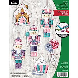 Bucilla Felt Applique 6 Piece Ornament Making Kit, Nutcracker Sweet, Perfect for DIY Arts and Crafts, 89292E
