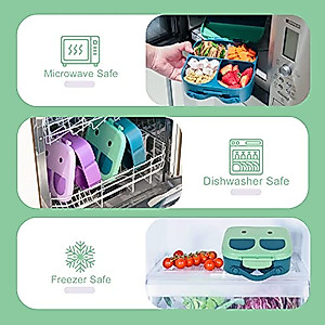 DIGTER Kids Bento Box with 4 Compartments and Removable Divider, Ideal Leak-Proof Toddlers Lunch Box Containers for School, BPA-Free(Green)