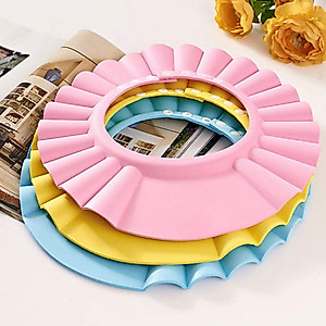 NUOBESTY Bath Cap, Adjustable Durable Waterproof Elastic Ring Hat Shampoo Bath Shower Cap Wash Hair Shield Direct Visor Caps for Kids Toddler Baby Newborn - 6Pcs