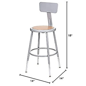 OEF Furnishings (2 Pack) Height Adjustable Grey Shop Stool with Backrest, 18-27" High