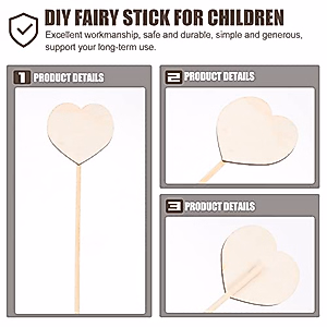 STOBOK Princess Fairy Wand Stick: 8PCS Unfinished Wooden DIY Crafts Heart Shaped Magical Wand for Girls Art Show Cosplay Costume Party