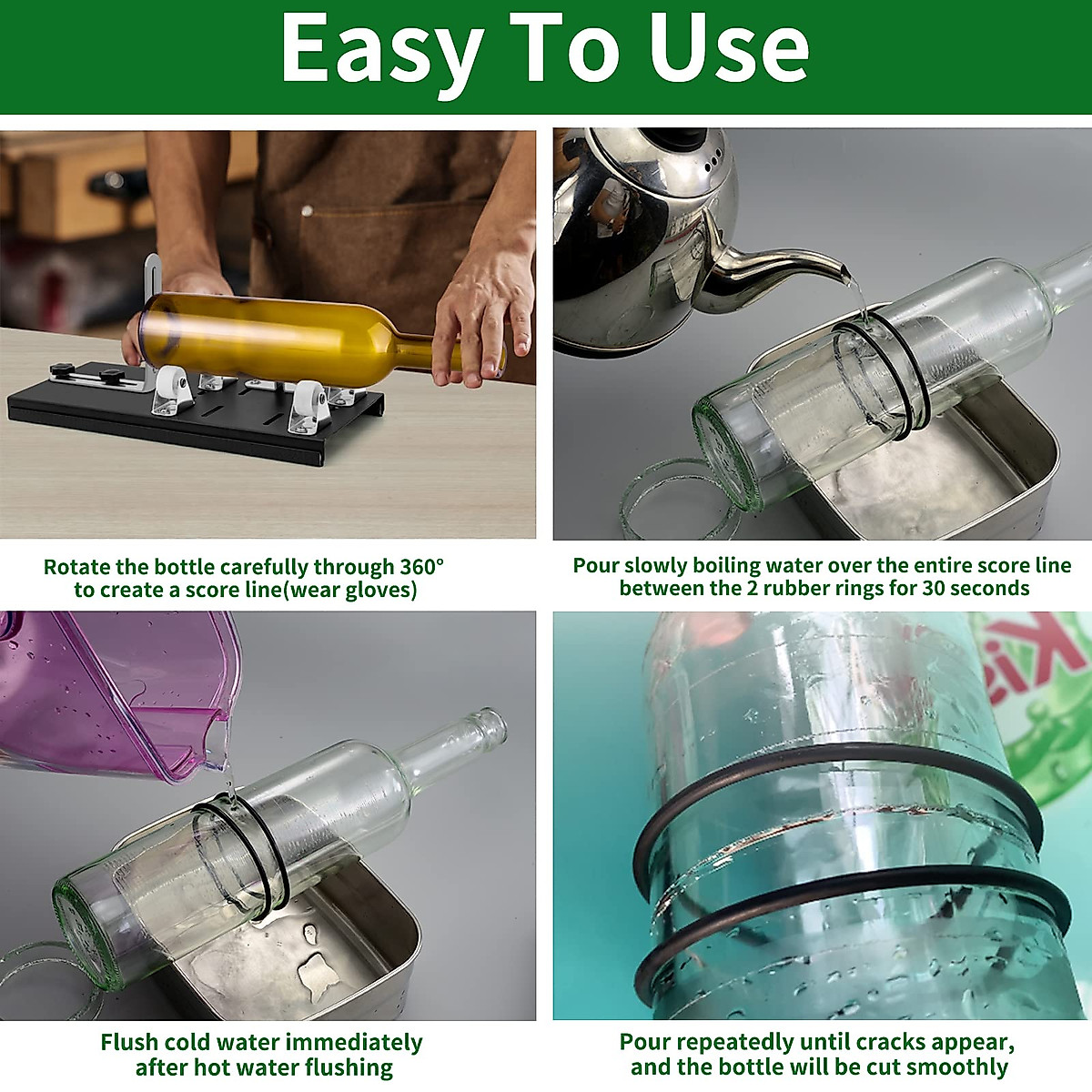 Glass Bottle Cutter, DIY Glass Cutter for Bottles, DIY Machine for Cutting Round Oval Bottles,Beer & Wine Bottle Cutter Tool with Accessories, Bottle Cutter for Beer, Whiskey, Liquor, Champagne