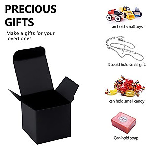 NIGNYA Black Gift Boxes 2x2x2 inches, 100 Pack Small Kraft Cardboard Gifts Boxes Paper Cube Favor Box Easy Assemble Paper Gift Box with lids for Presents Birthday Christmas Wedding Party