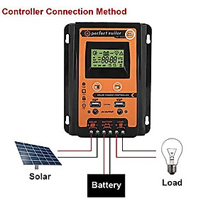Aramox Solar Charge Controller, 12V/24V MPPT Solar Charge Controller Solar Panel Battery Regulator Dual USB LCD Display (70A)