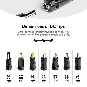 HKY 19V 90W Universal AC DC Adapter for Portable Power Station Fit Jackery Goal Zero BLUETTI Anker MARBERO BALDR GRECELL Flashfish ALLWEI Rockpals 200W~500W and More Brands Outdoor Solar Generator