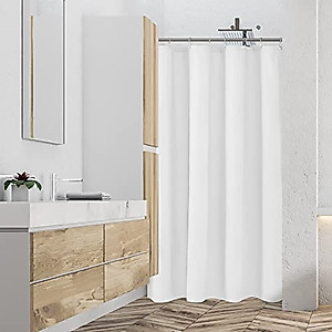 Mrs Awesome Embossed Microfiber Fabric Stall Shower Curtain Liner 48 x 72 inches, Washable and Water Repellent, White