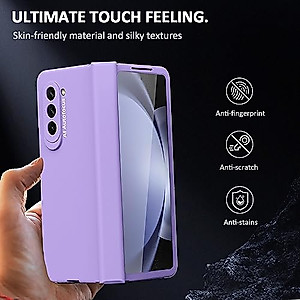 INGIDO Designed for Samsung Galaxy Z Fold 5 Case with Hinge Protection, Ultra-Thin Hard PC Fold 5 Case with Front Screen Protector All-Inclusive Case for Galaxy Z Fold 5 (2023), Purple