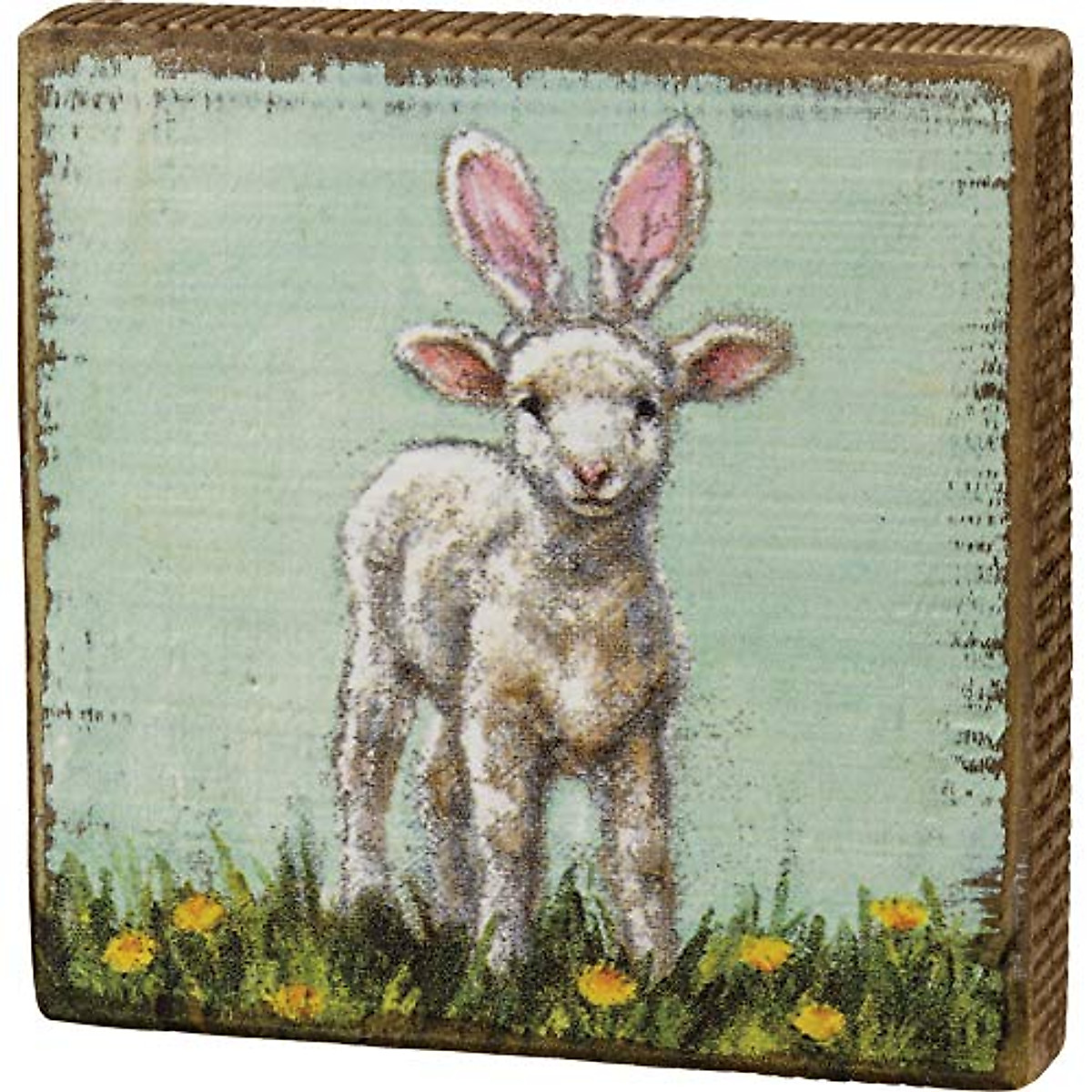 Primitives by Kathy Lamb Bunny Ears Home Décor Sign 5" x 5" x 1"