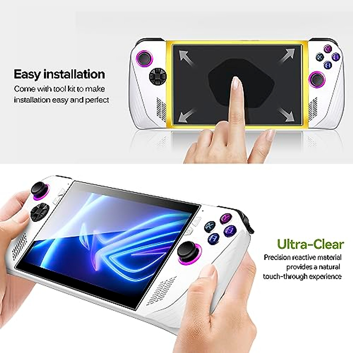 ivoler [2 Pack] Screen Protector Tempered Glass for ASUS ROG Ally Gaming Handheld 7 inch 2023 with [Alignment Frame], Transparent HD Clear Anti-Scratch Screen Protector for ASUS ROG Ally Gaming Handheld-7 inch