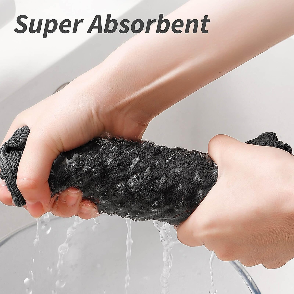 EubooTree Barista Towel Set, Waffle Microfiber Coffee Cleaning Cloths for Espresso Machine, Steam Wand, Countertop and Coffee Bar, Grey, 5-Pack