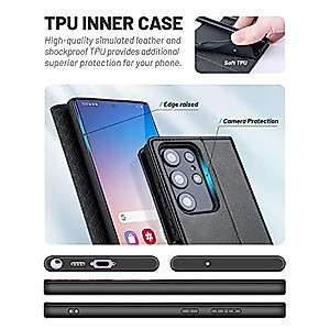 OCASE Compatible with Galaxy S23 Ultra 5G Case Wallet, PU Leather Flip Folio Case with Card Holders RFID Blocking Kickstand [Shockproof TPU Inner Shell] Phone Case 6.8 Inch (2023) - Black