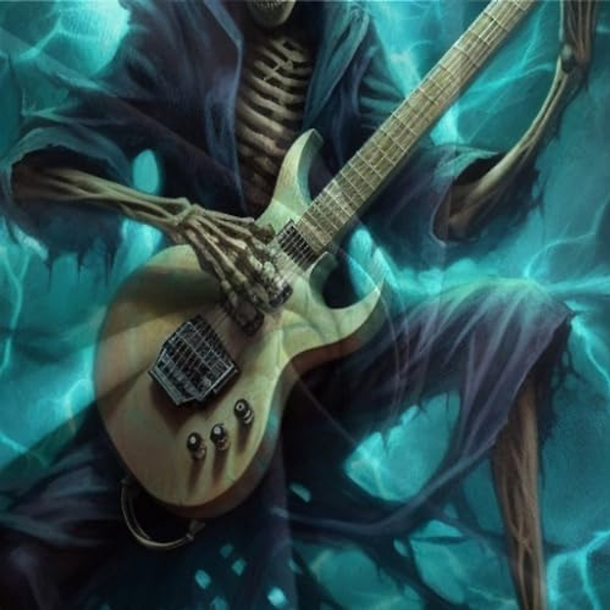 LENTLY Skull Guitar Bedding Set for Childrens and Adults Duvet Cover Set with Pillowcase 3D Print Hip Hop Rock Style Comforter Cover 3 Pieces Soft Microfiber Quilt Cover Twin（173x218cm）