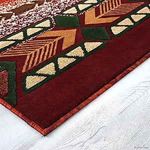Allstar 5X7 Rust and Burgundy Navajo Rectangular Accent Rug with Ivory and Green Southwestren Medallion Design (5' 2" X 7' 1")