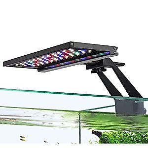 hygger Clip On Full Spectrum Aquarium LED Light, 14W Day-Night Dual Timer Sunrise-Day-Sunset-Moon Fish Tank Light, Adjustable Timer Brightness with 9 Colors for Planted Tank