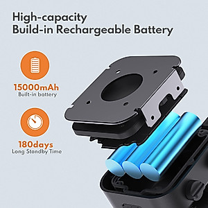 Helidallr Security Camera Outdoor, 355° PTZ Camera 1080P WiFi Wireless Indoor Cameras for Home Security 15000mAh Security Cameras with IP66 Waterproof, Night Vision, AI & PIR Detection, Two-Way Audio