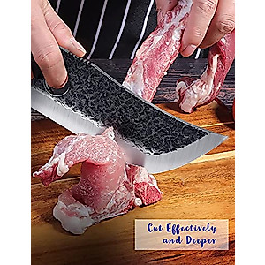 DRGSKL Hand Forged Meat Cleaver Knife Butcher Knife for Meat Cutting Full Tang Chef Knife with Belt Sheath and Gift Box High Carbon Steel Knife for Kitchen or Camping Thanksgiving Christmas Gift