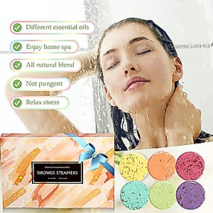 Shower Steamers, 6pcs Shower Bombs with Essential Oils,Vaporizing Steam Spa Experience of Shower Bombs Enjoy Spa at Home-Valentines Day Gifts for Her and Him