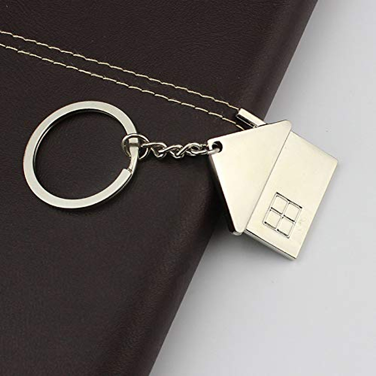 IKAAR Key Cahin Cute Cartoon House with Window keychain Mental Keyring for Men and Women Gift Silver