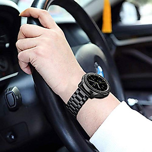 Fintie Band Compatible with Samsung Galaxy Watch 5 Pro 45mm, Watch 5/4 40mm 44mm, Watch 4 Classic 42mm 46mm, 20mm Stainless Steel Metal Bands Replacement Bracelet Strap, Black