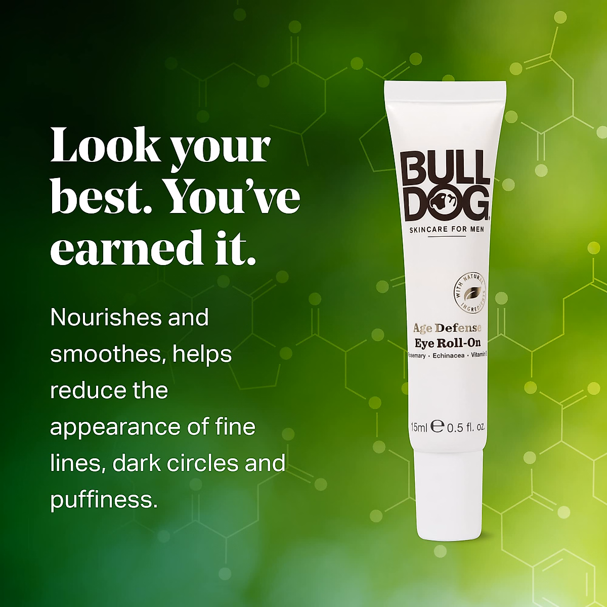 Bulldog Mens Skincare and Grooming Age Defense Eye Roll On, 0.5 Ounces