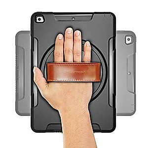 New Trent iPad 9th Generation, 8th Generation, 7th Generation Stronger Kickstand Full Body case with Rotational Hand Strap & Screen Protector 2021 2020 2019
