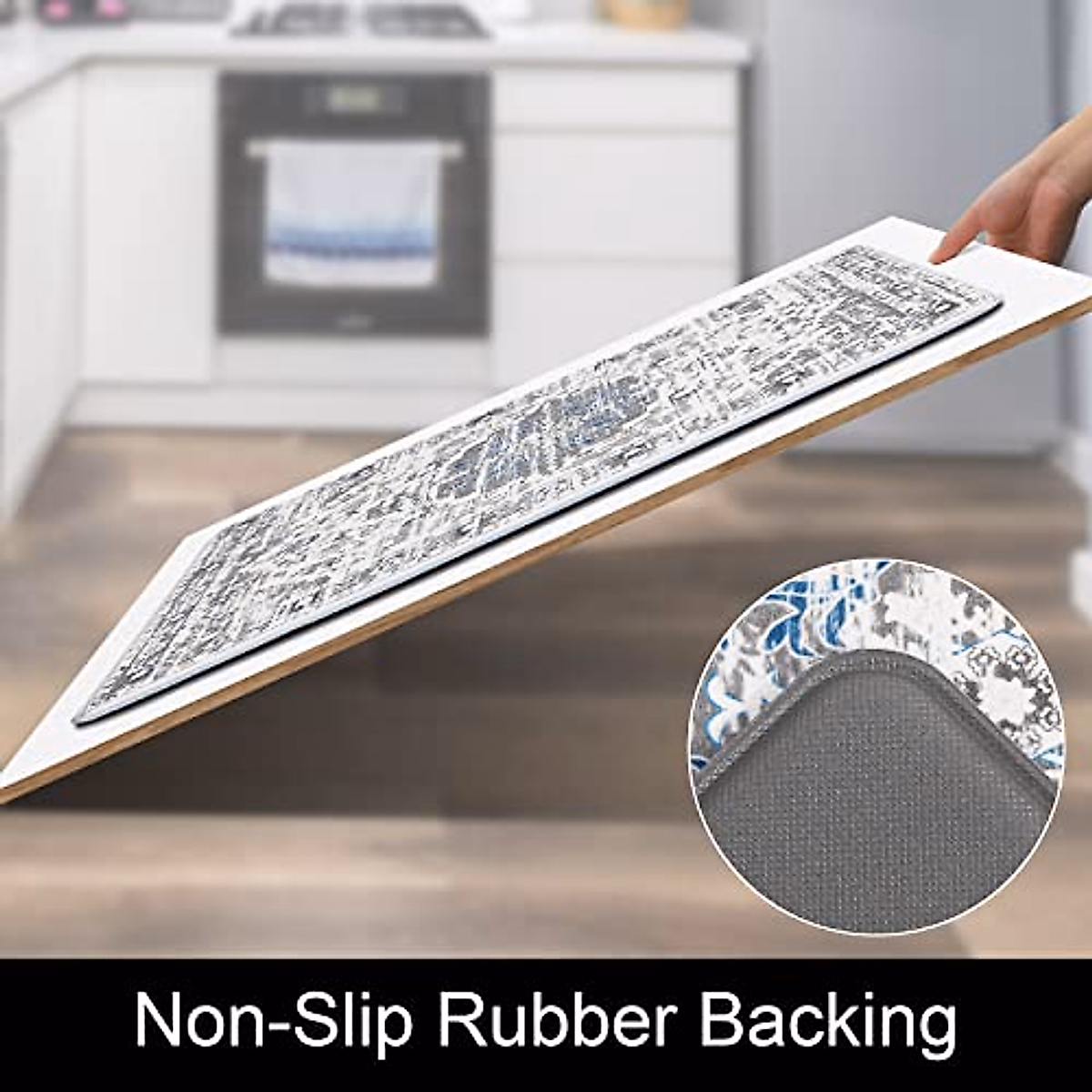 HEBE Boho Anti Fatigue Kitchen Rug Sets 2 Piece Non Slip Cushioned Kitchen Rugs and Mats Kitchen Mats for Floor Waterproof Distressed Kitchen Rug Carpet Runner for Sink Laundry Office