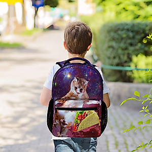 Granbey Space Taco Cat Laptop Backpack - Cute Universe Galaxy Burrito Kitten College Students Bookbags Beautiful Purple Nebula School Bags Travel Computer Notebooks Daypack