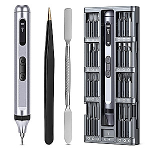 GuDoQi Precision Screwdriver Set 52 in 1, Cordless Rechargeable Mini Electric Screwdriver, LED Display, 48 Magnetic Bits, Power Screwdriver with 2 Lights, Portable Repair Tool Kit for Phone, Laptops