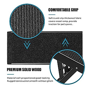 SweetBin 18" Tall Adjustable Pet Ramp - Small Dog Use Only - Wooden Folding Portable Dog & Cat Ramp Perfect for Couch or Bed with Non Slip Carpet Surface - 4 Levels Height Adjustable Up to 90Lbs