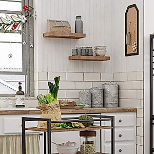 HOOBRO Floating Shelves, Wall Shelf Set of 4, 15.7 inch and 23.6 inch Hanging Shelves with Invisible Brackets Bundle, for Bathroom, Bedroom, Kitchen, Office, Living Room, Rustic Brown BF40BJ-60BJ01