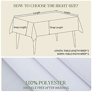 BYDOLL Table Cloth White 60x84 Inch Tablecloth for 6 Foot Rectangle Tables Outdoor Washable Wrinkle Free and Spillproof Polyester Tablecloth for Festival Camping Picnic Wedding Party Table Cover