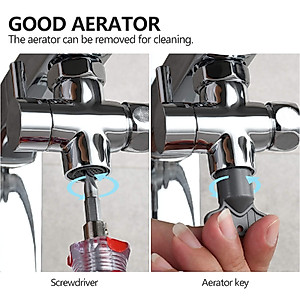 Tecmolog Faucet Diverter Valve Brass Kitchen Sink Faucet Valve Splitter with Aerator and Male Threaded Adapter M22 x M24 Chrome, SBA021E