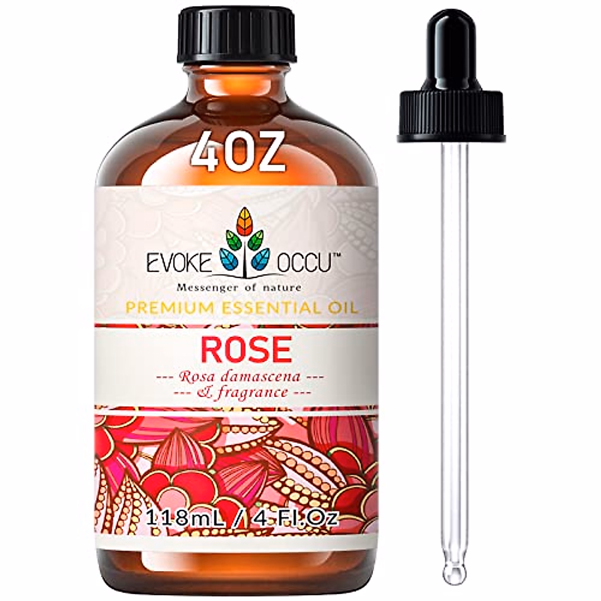 EVOKE OCCU Rose Essential Oil 4 Oz, Premium Rose Oil for Diffuser Fragrance DIY Candle Soap Making-120ml