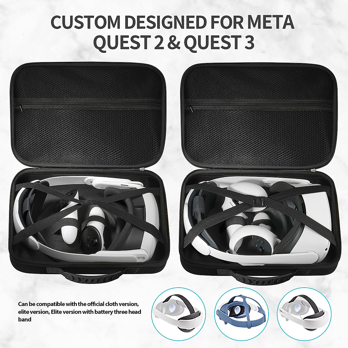 SARLAR Fashion Travel Protective Case for Oculus Meta Quest 3S/Quest 3/Quest 2/Vision Pro VR Gaming Headset and Touch Controllers Accessories Carrying Bag,Include Lens Protection Cover