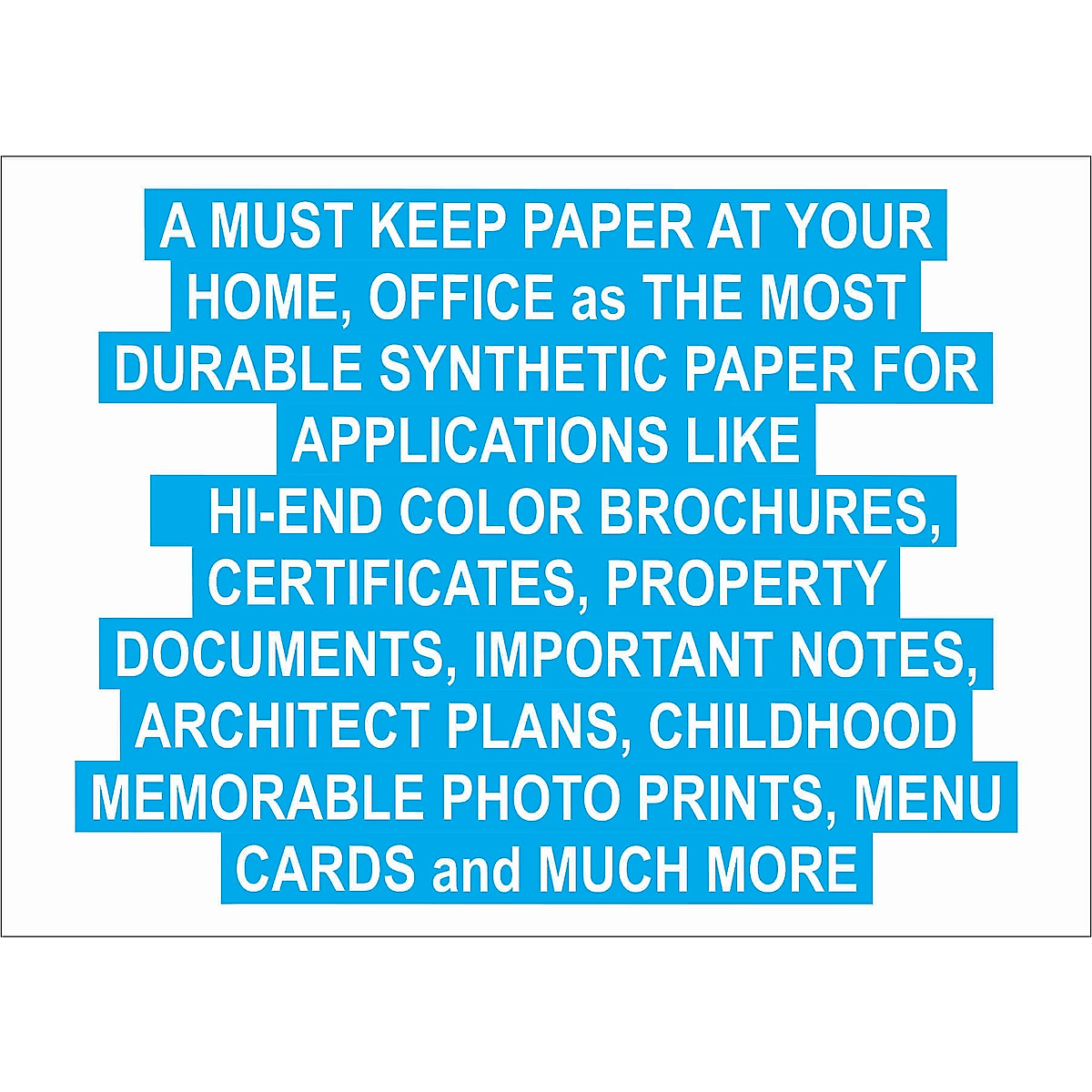 WATERPROOF PAPER | 25 SHEETS, THICKNESS 10 MIL LB, 225 LB, 275 MICRONS SYNTHETIC PAPER, 8.5X11 from HIGHH IMAGE | PRINT WITH LASER PRINTERS | Not for Inkjet Printers.