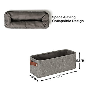 DULLEMELO Collapsible Bundle Baskets 6 Small Baskets 11.8"x7.9"x5.1" + 2 Narrow Baskets 15"x6"x5.5"（Grey)