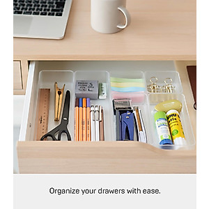 Yamazaki Home Tower Set Of 2 Clear Bottom Storage Cases - Stackable Transparent Organization Bins, Large - Large - Ps Resin