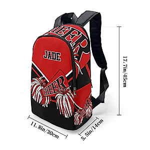Cheer Red Black Cheerleader Backpack Laptop Bag Shoulder for Hiking Adult Birthday Holiday Gift, 11.8''(L) x 5.51''(W) x 17.72''(H)