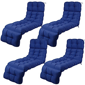 DoubleFill 4 Pcs Indoor/Outdoor Chaise Lounge Tufted Bench Cushions, 72"x22" Outdoor Bench Cushion for Wicker Loveseat Porch Swing Cushions, Patio Chair Furniture Replacement Cushion (Navy Blue)