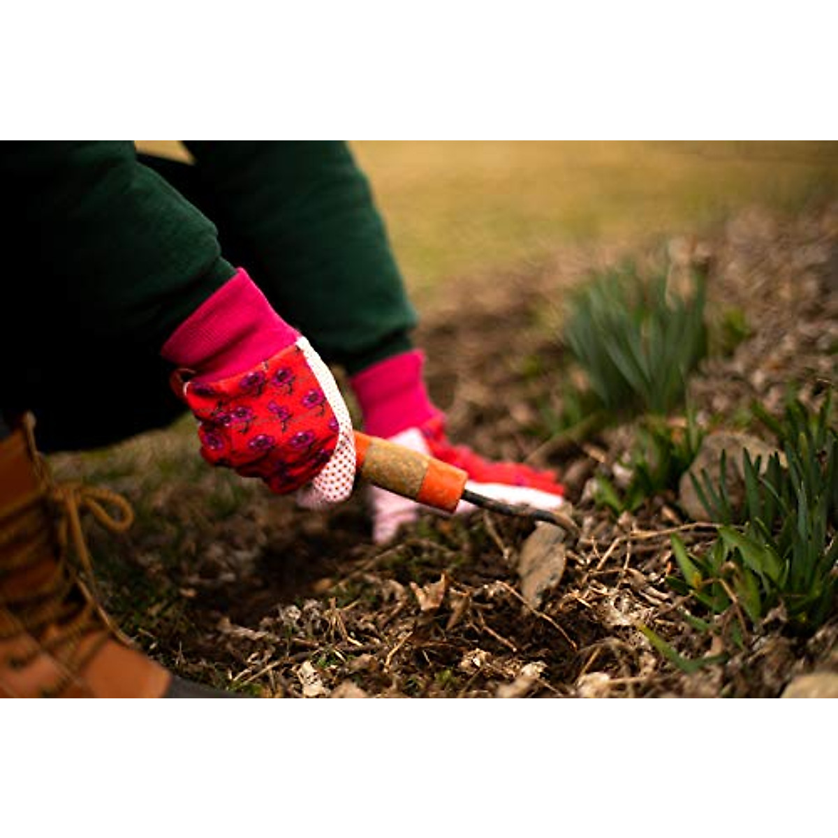 G & F 1852-3 Women Soft Jersey Garden Gloves, Women Work Gloves, 3-Pairs Green/Pink/Blue per Pack