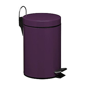 Premier Housewares Purple Kitchen Bin Recycling and Waste Bathroom Bin Non- Slip Rubbish Bin Bins for Kitchen Non Marking Recycling Bins Pedal Bin,H26 x W17 x D23cm