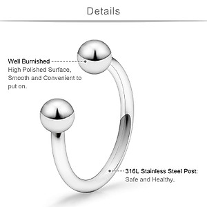 SCERRING 18PCS 16G Stainless Steel Nose Horseshoe Hoop Rings Eyebrow Lip Ear Tragus Septum Piercing Hanger Retainer 8mm 10mm 12mm Silver