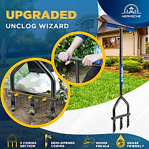 Hermsche Lawn Aerator Coring Tool Plug Aeration Manual 3 Core with Slope Top Half-Open Slot Hollow Tine Plug Core Aerators Heavy Duty Tool for Compacted Soils and Lawns Yard Garden