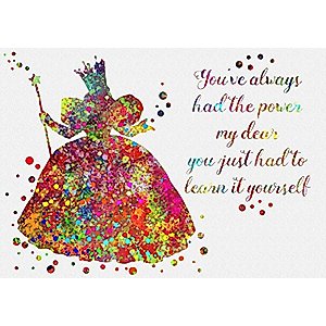 Wizard of Oz Glinda The Good Witch Watercolor Poster Artwork Wall Art -Customize for available sizes