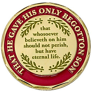 God Loves You Coin, for God So Loved The World That He Gave His Only Begotten Son, John 3:16 Gift. Gold Plated Christian Challenge Coin. Collectible. Eternal Life, Heavenly Father’s Heart Token.